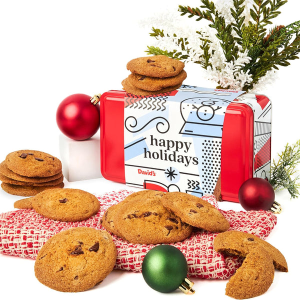 Happy Holidays Thin and Crispy Cookies in Sampler Tin – David's Cookies